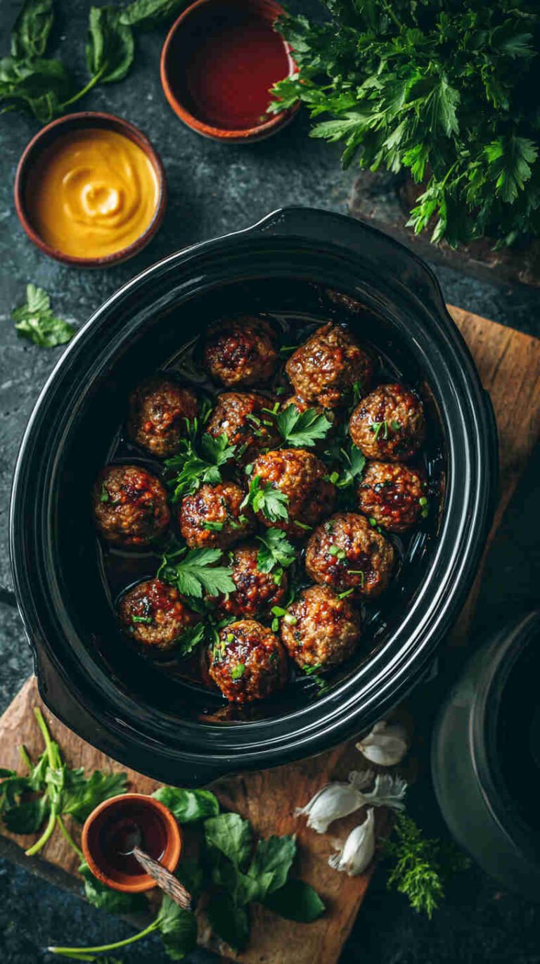 Slow Cooker Sweet and Spicy Party Meatballs